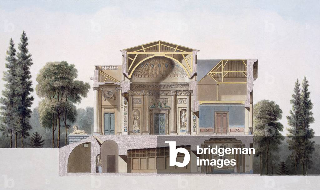 Image of Cross section of a country house in Laeken, from 'Choix by ...