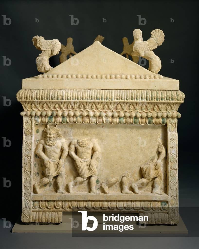 Image of Limestone sarcophagus: the Amathus sarcophagus, c.460 BC (hard ...