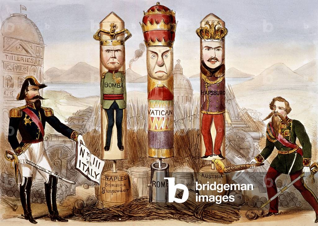 Image of Cartoon about Solferino battle june 24, 1959 : French emperor