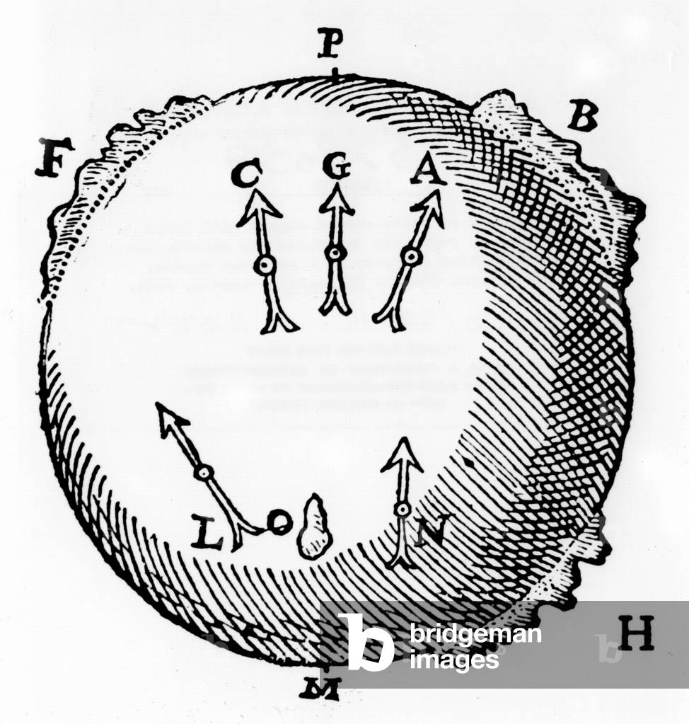 Image of A terrella or globe-shaped magnet with lumps of iron to by ...