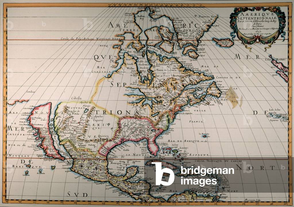 Image of MAP OF NORTH AMERICA, 1650 By Nicolas Sanson; the first