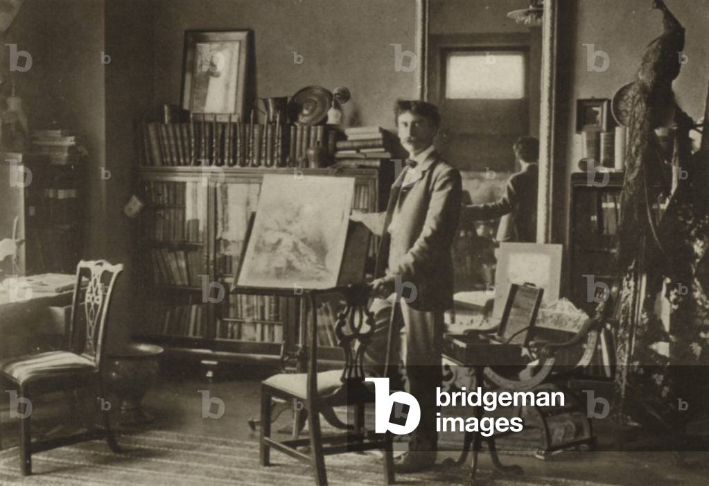 Image of Ernest Seton-Thompson, His studio in New York (b/w photo) by ...