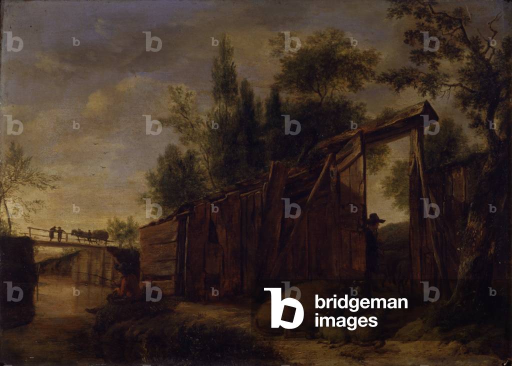 Image of River bank with fence, 1667 (oil on canvas)