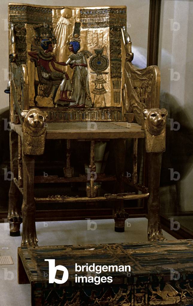 Image of Egyptian art. Tutankhamun's Gold Throne. 18th Dynasty. New ...