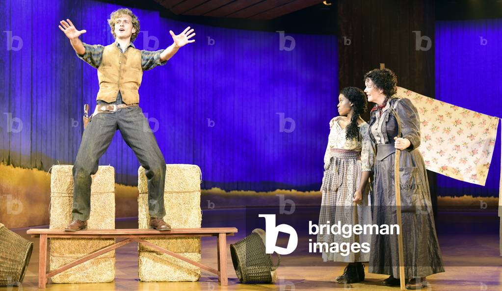 Image of Hyoie O'Grady as Curly, Amara Okereke as Laurey (middle) and