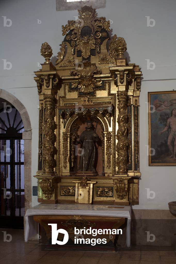 Image of Collegiate church. Interior. Altar (Retablo de San Francisco ...