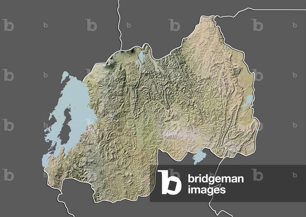 Image of Rwanda, Relief Map with Border and Mask