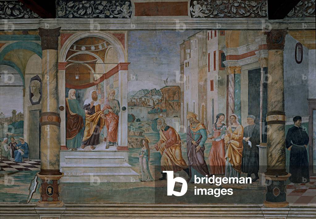 Image of Mary Presented to the Temple, (fresco) by Campagnola, Giulio ...