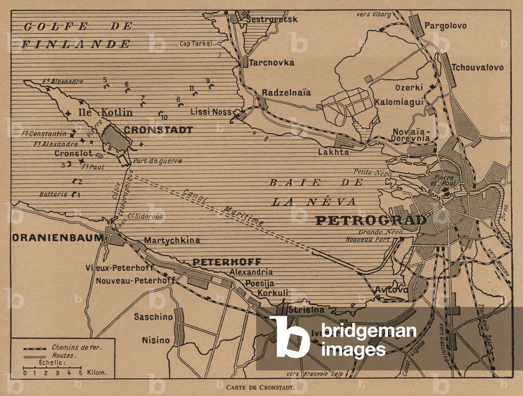Image of Map of Petrograd and Kronstadt, Russia (litho) by French ...