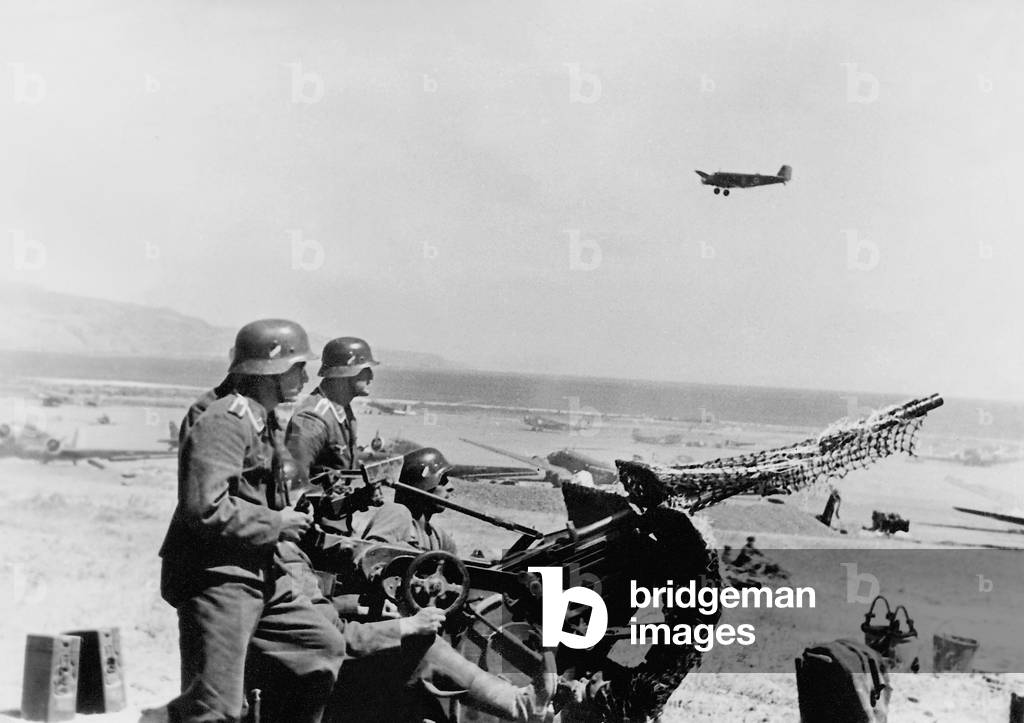 Image of Light anti-aircraft gun at an airport on Crete, 1941 (b/w