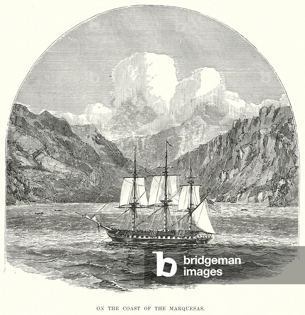Image of On the Coast of the Marquesas (engraving) by English School ...