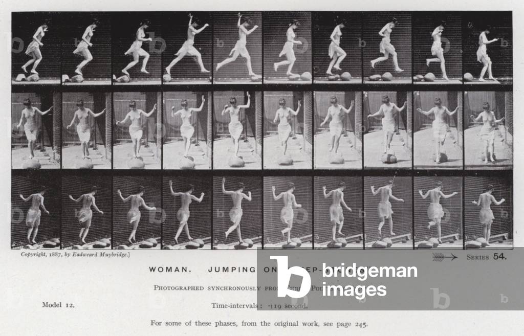 Image of The Human Figure in Motion: Woman, jumping on 'step-stones' (b ...