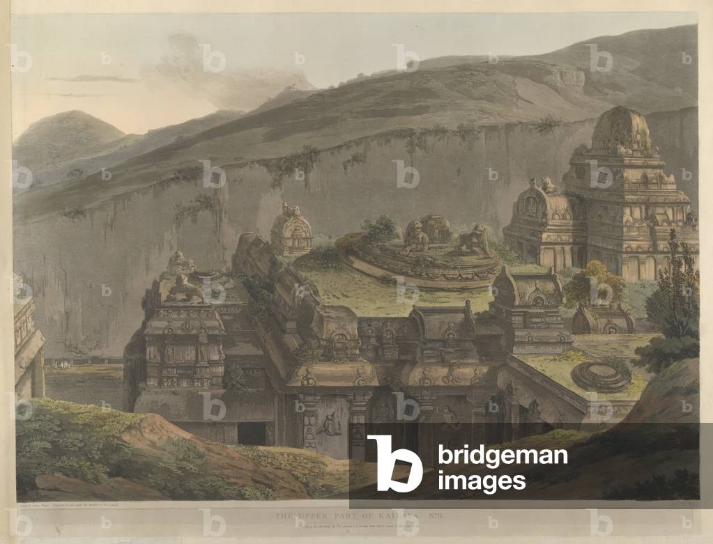 Image of Temples at Ellora. 'The Upper Part of Kailasa'