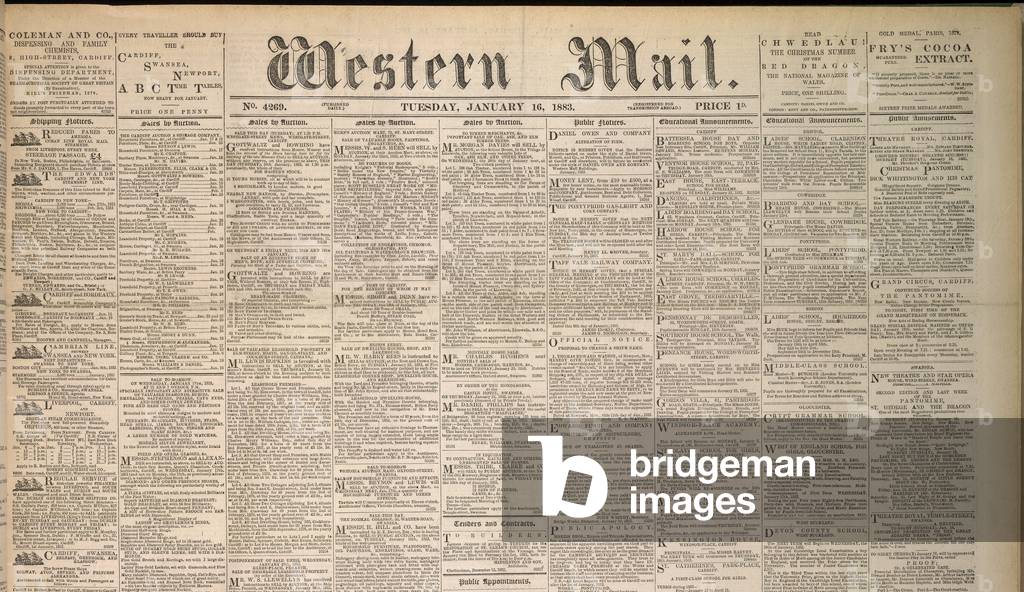 Image of Front Page of the Western Mail newspaper. Newspaper for Wales.
