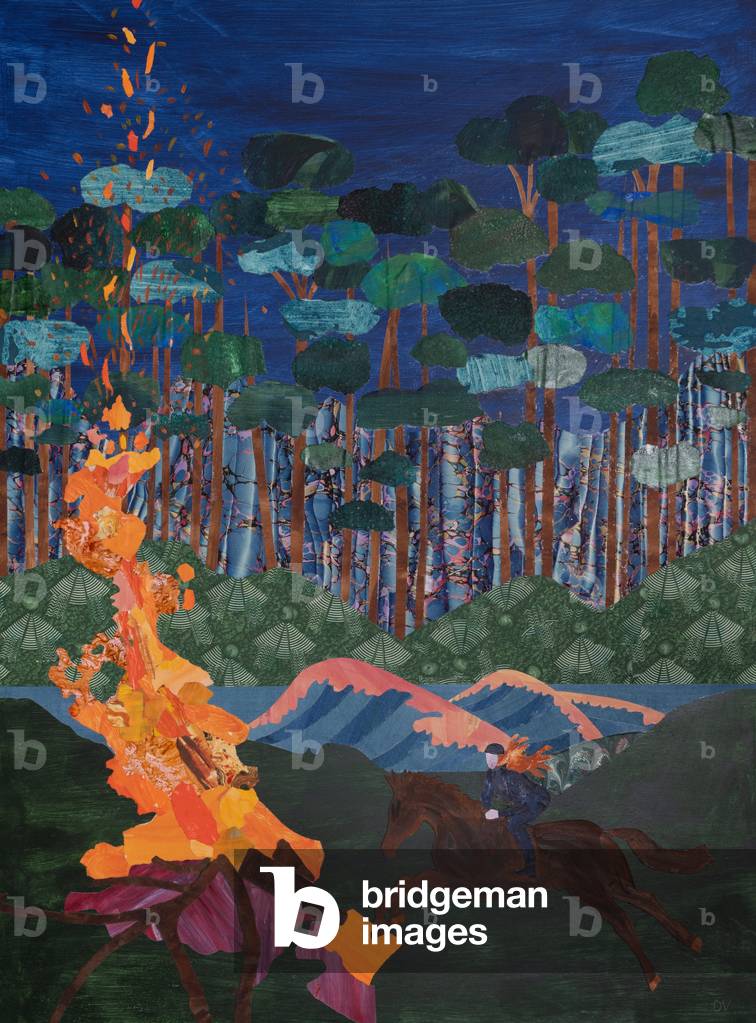 Image of Brunnhilde & the pyre beside the Rhine (collage) by Verulam, Dione