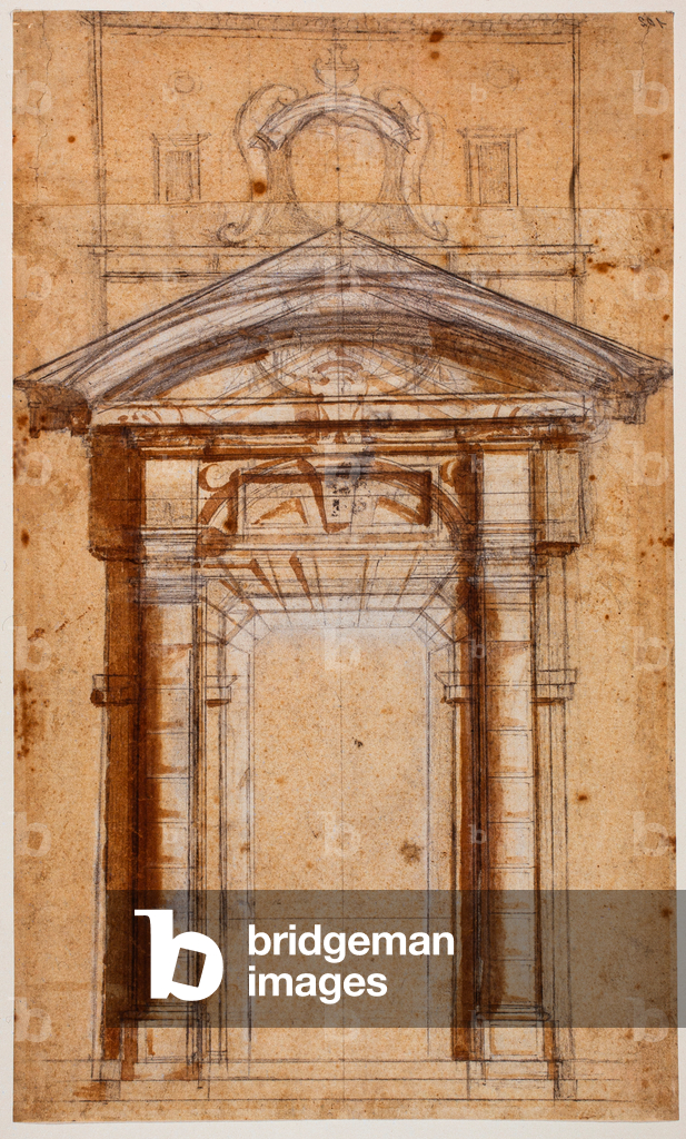 Image of Study for Porta Pia, 1524 (drawing) by Buonarroti ...