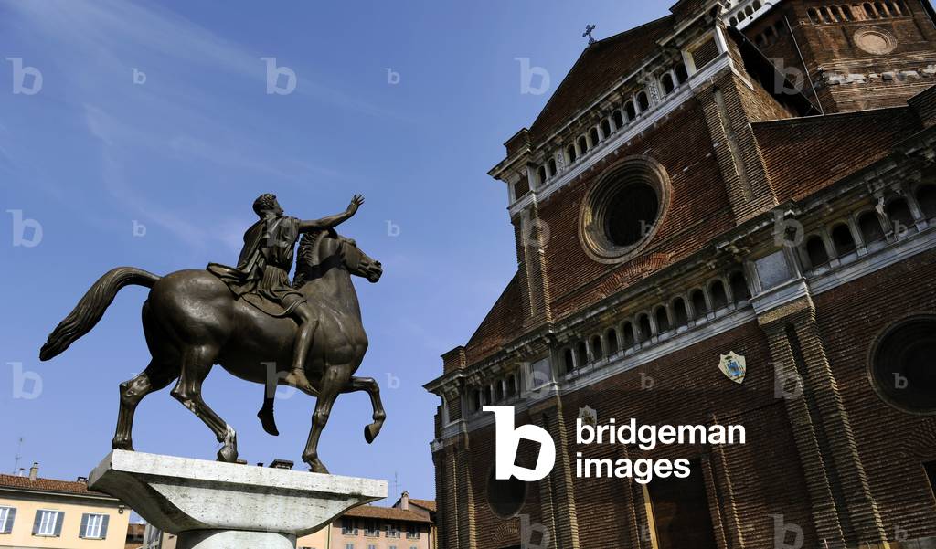 Image of Italy. Pavia. The Regisole monument in front of the