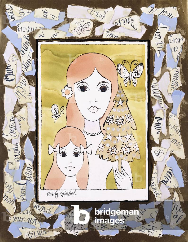 Image of Mother and Child, (watercolour and ink blot drawing with by ...