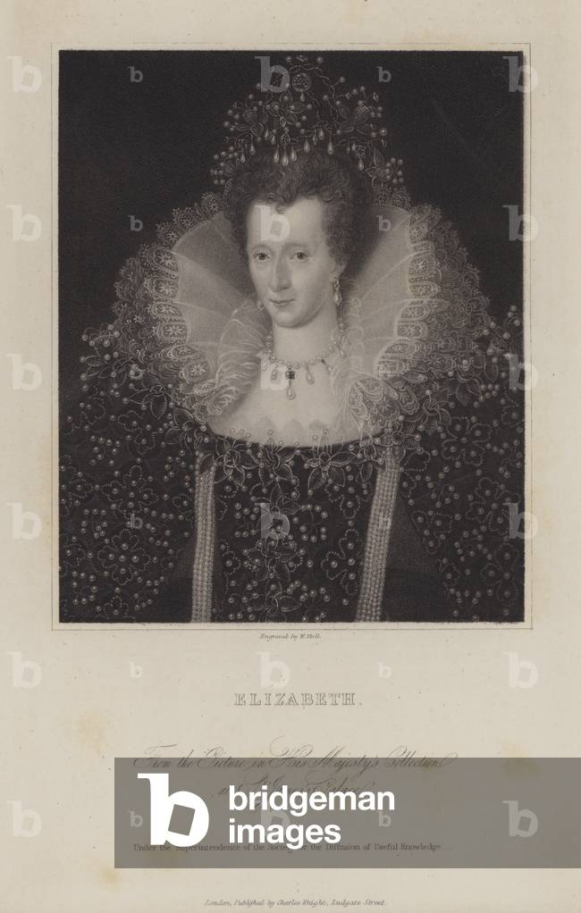 Image of Queen Elizabeth I (engraving) by English School, (19th century)