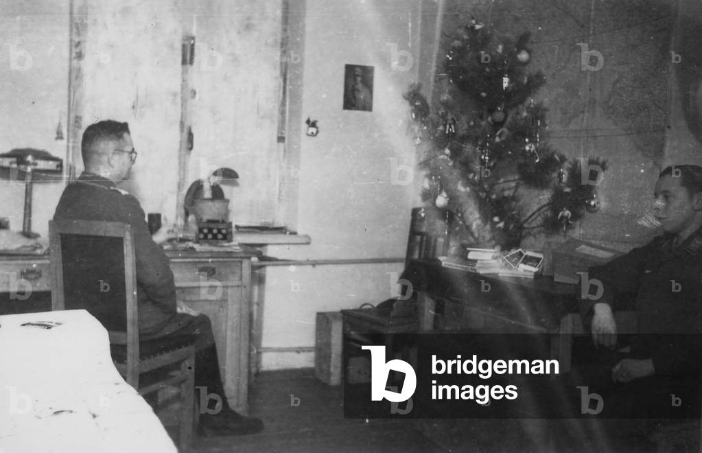 Image of German Soldiers Celebrating Christmas, 1942 (b/w photo)
