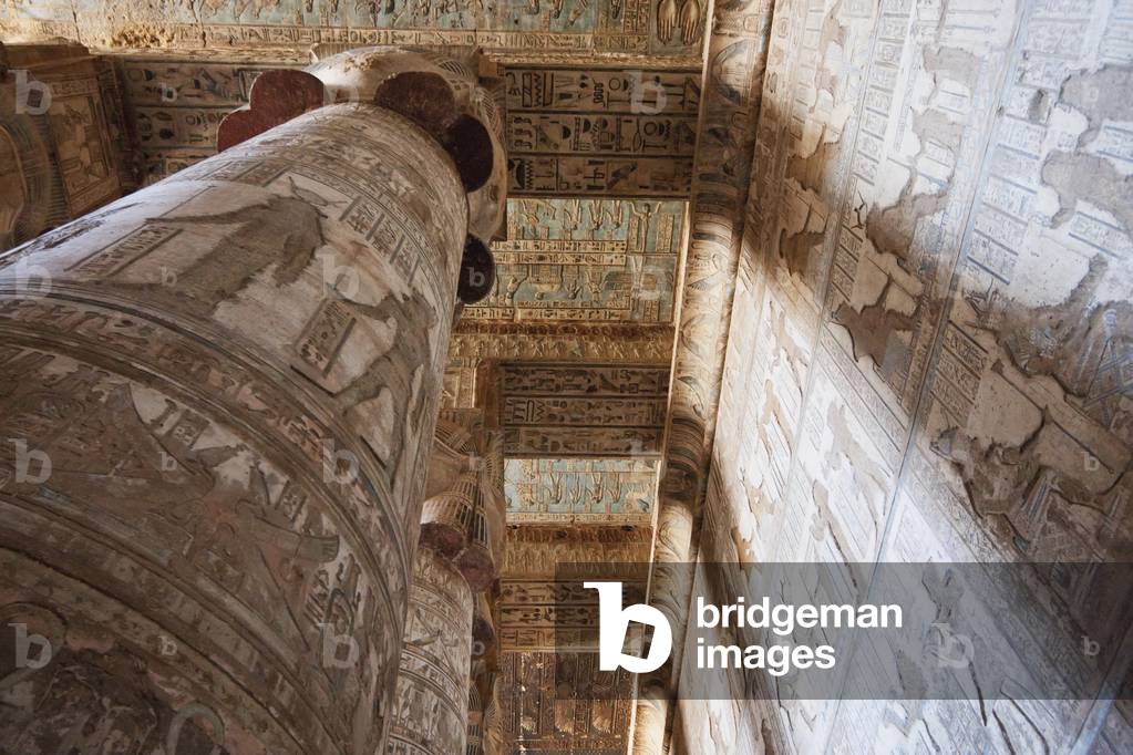Image of Columns With Hathor Capitals in the Outer Hypostyle Hall of