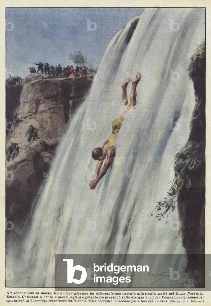 Image of The Jokes with Death (Colour Litho) by Beltrame, Achille (1871 ...