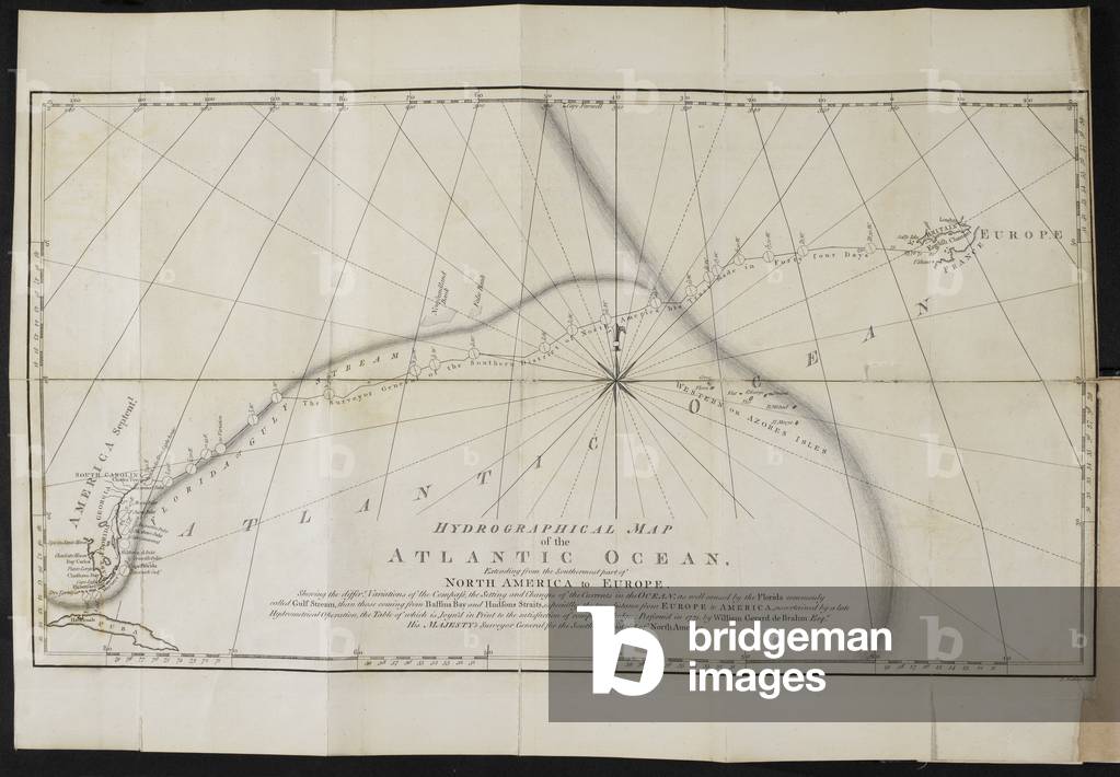Image of Hydrographical Map of the Atlantic Ocean, 1772 (engraving) by ...