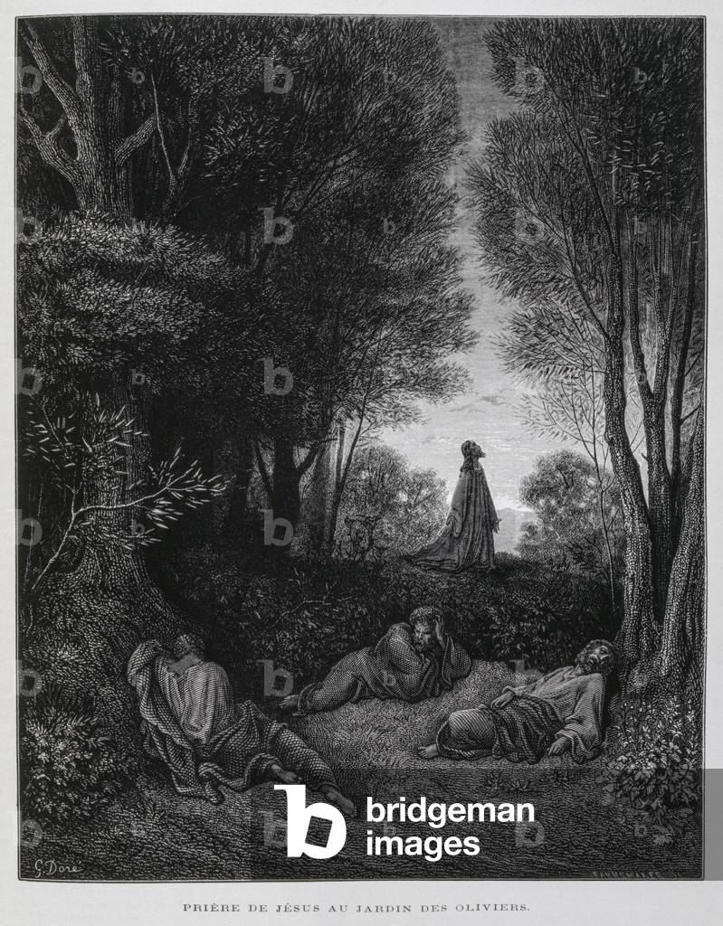 Image of Jesus prays in the Garden of Gethsemane on the mount by Dore ...