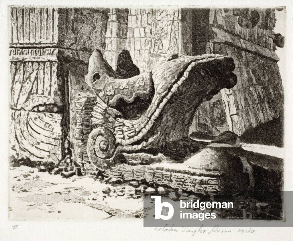 Image of Plumed Serpent, Chichén Itzá, 1940 (etching) by Arms, John ...