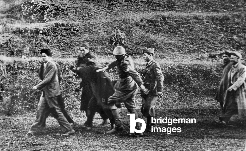Image of Members of the Yugoslavian resistance led to their execution by