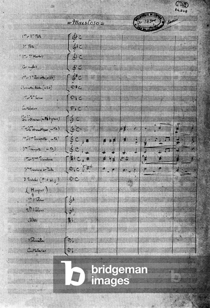 Image of handwritten orchestral score for opera Henry VIII by Camille Saint
