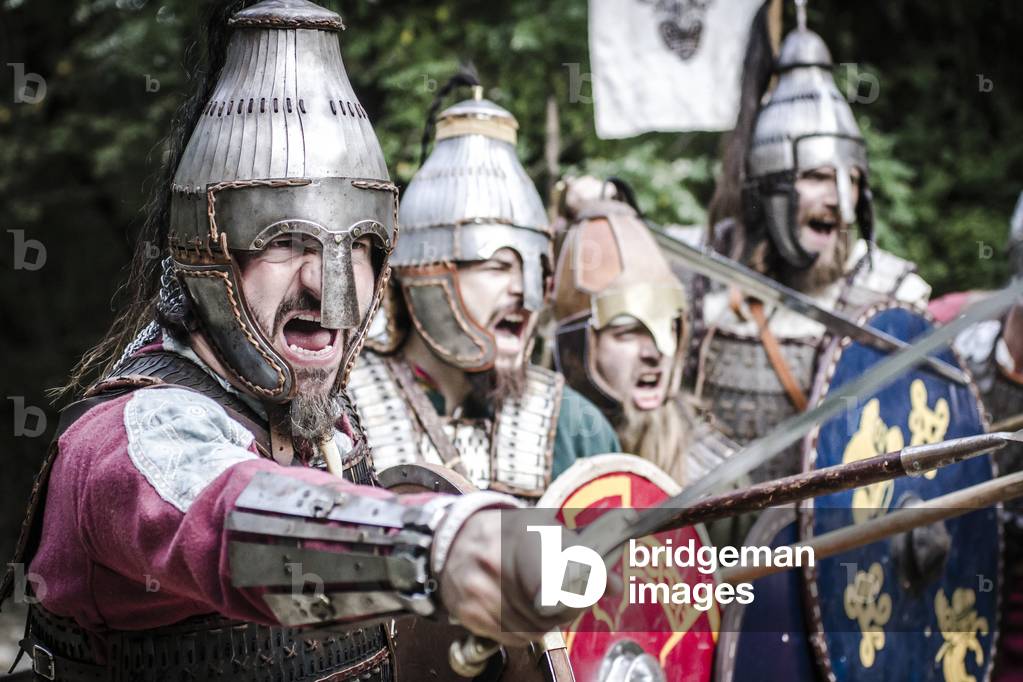 Image of Historical reenactment: Langobard Warriors, Northern Italy ...