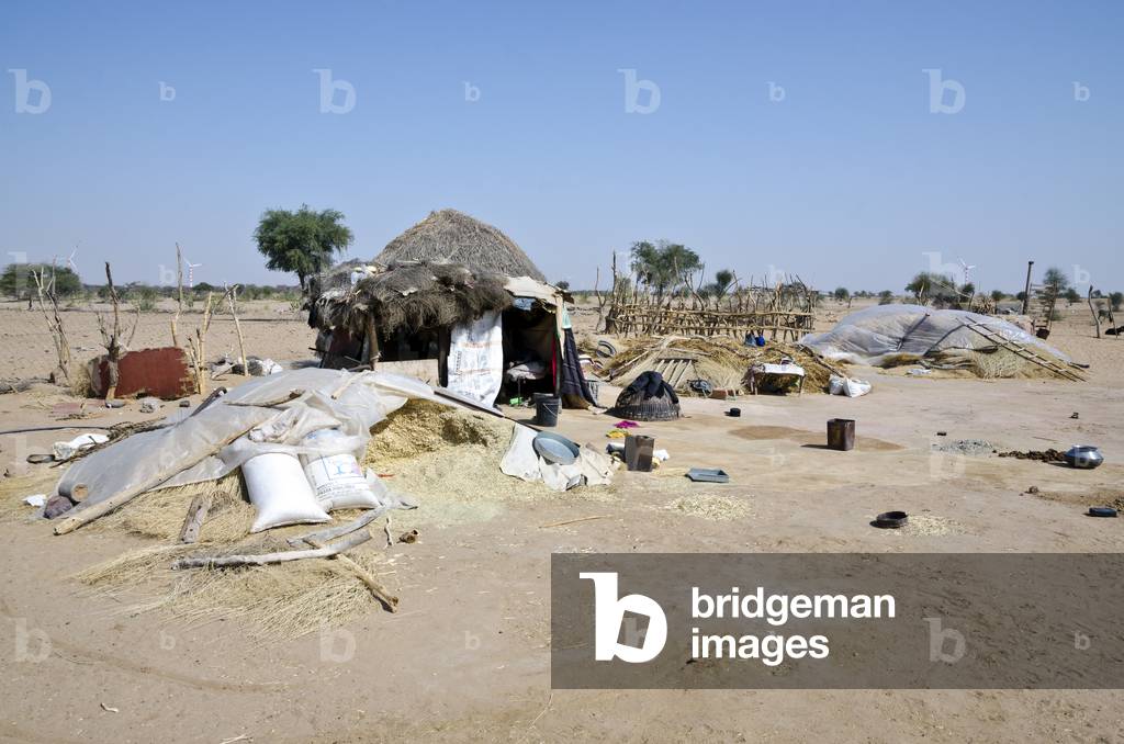 Image of Thar Desert farming compound, Lakhmana village, Rajasthan ...