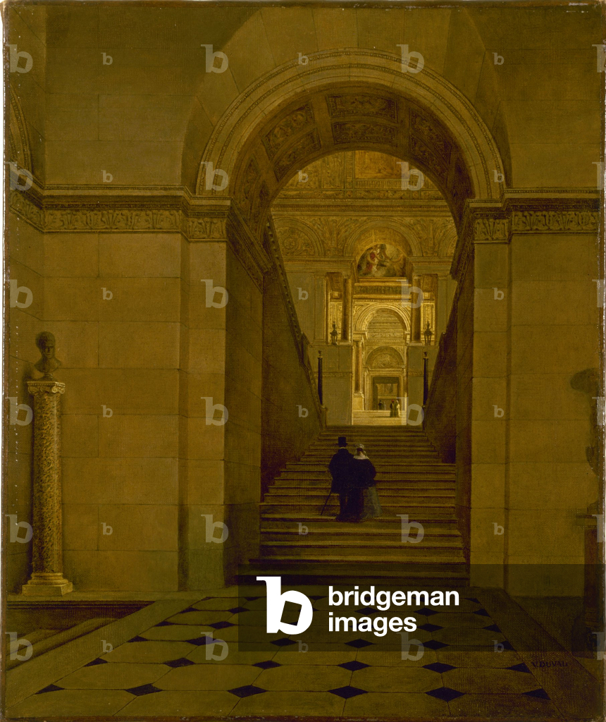 Image of The Grand Staircase of the Louvre, circa 1840, circa 1840 by ...