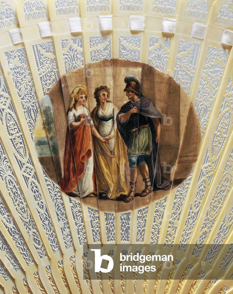 Image of Brise hand fan depicting Coriolanus with his mother and his