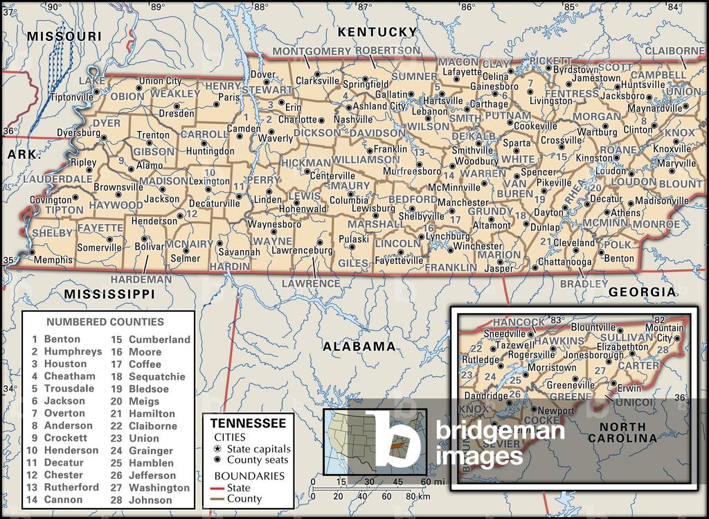 Image of Political map of Tennessee