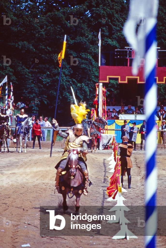 Image of Joust at the Kaltenberg knights festival at Kaltenberg castle ...