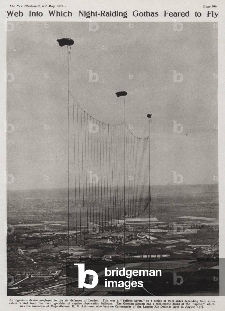 Image of Apron of steel cables attached to balloons designed by Major-General by English ...