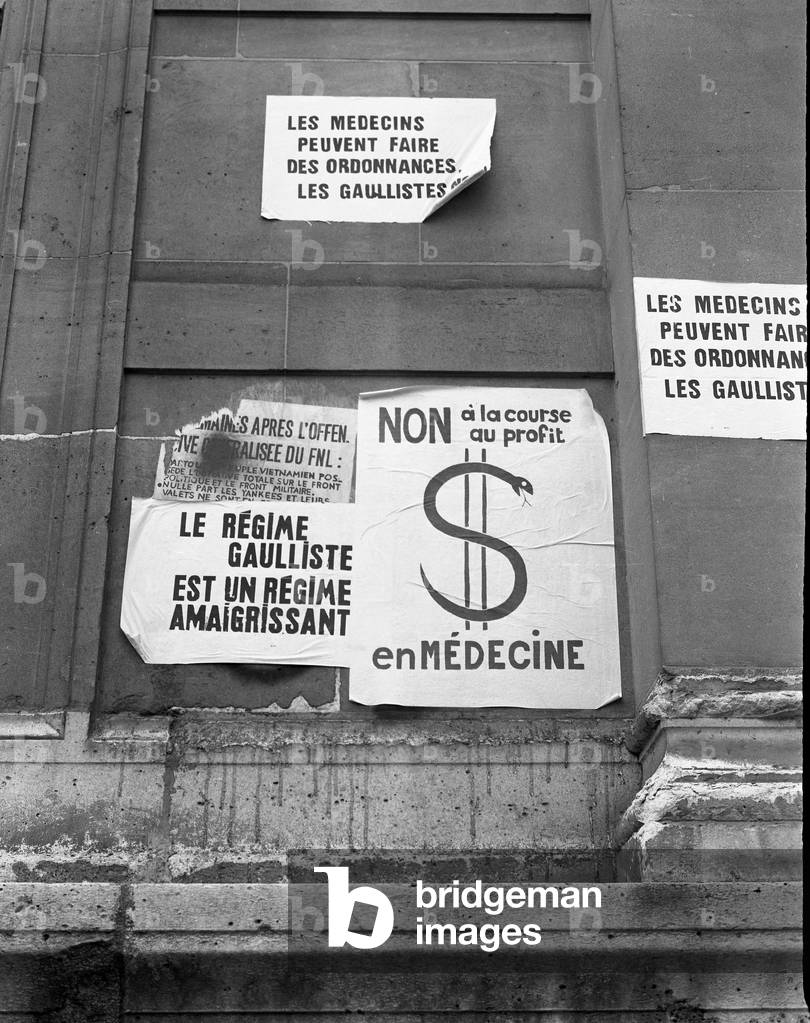 Image of Poster, Paris, France, 1968 (b/w photo)