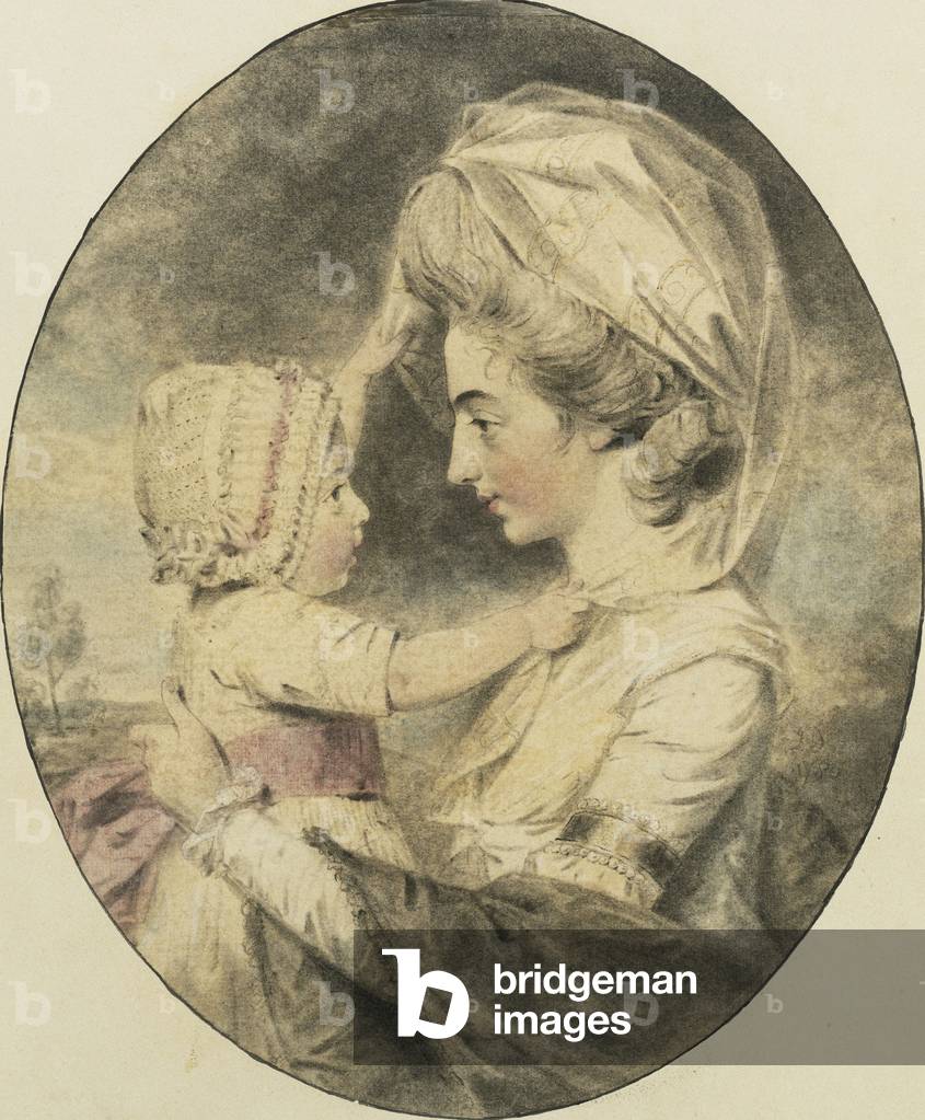 Image of Portrait of Mrs. Hartop and Her Child, 1780 (black and by ...