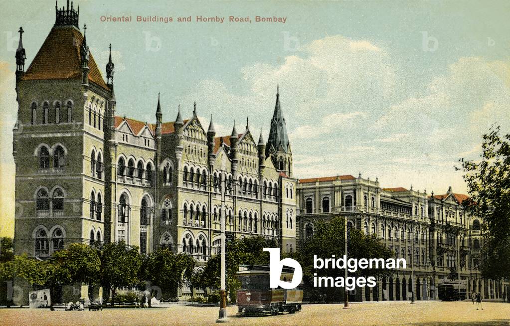 Image of Oriental building and Hornby Road, Bombay