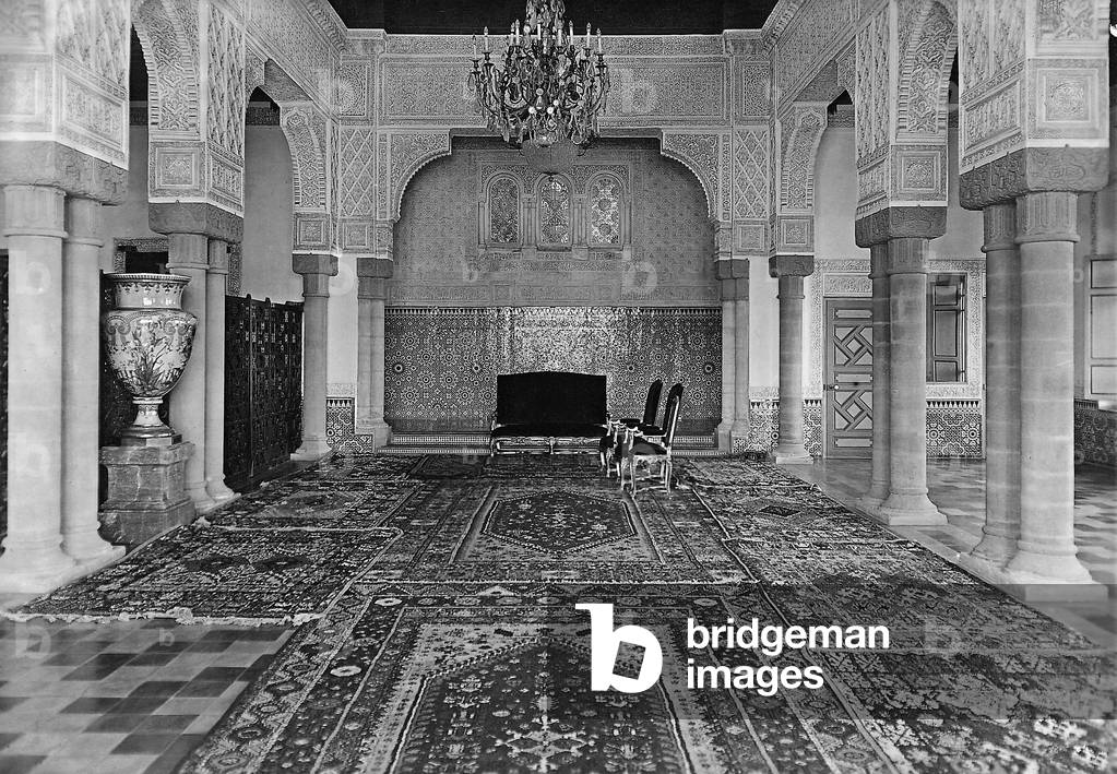 Image of Throne room in the Sultan's palace of Rabat, 1929 (b/w