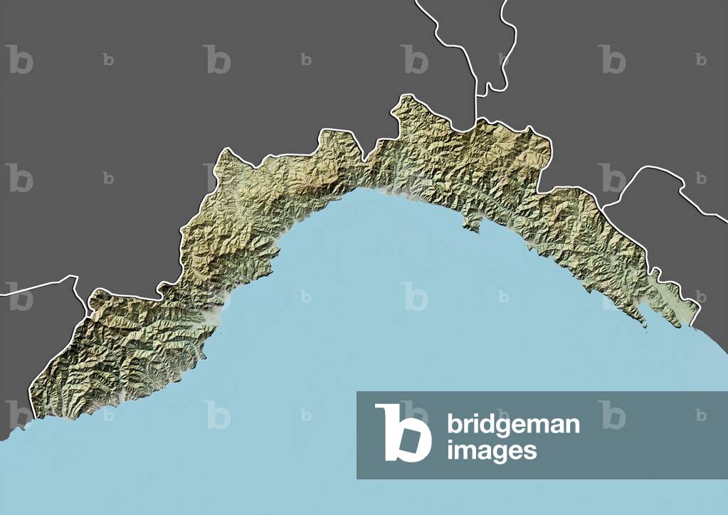 Image of Region of Liguria, Italy, Relief Map