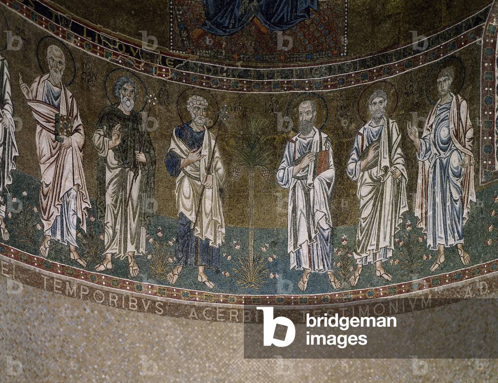 Image of Twelve Apostles, detail of 13th century mosaic, apse of Church