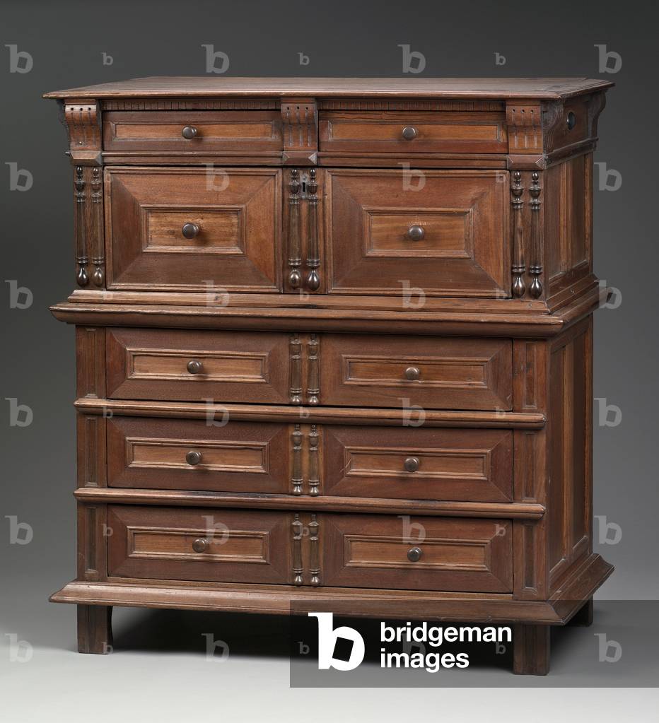 Image of Chest of drawers, 1640- 70 (oak, cedrela, black walnut, cedar ...