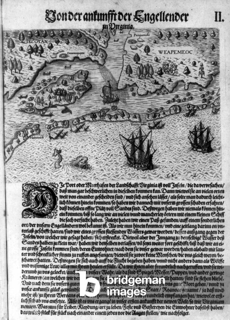 Image of The Colony of Virginia depicted in a book with Map.