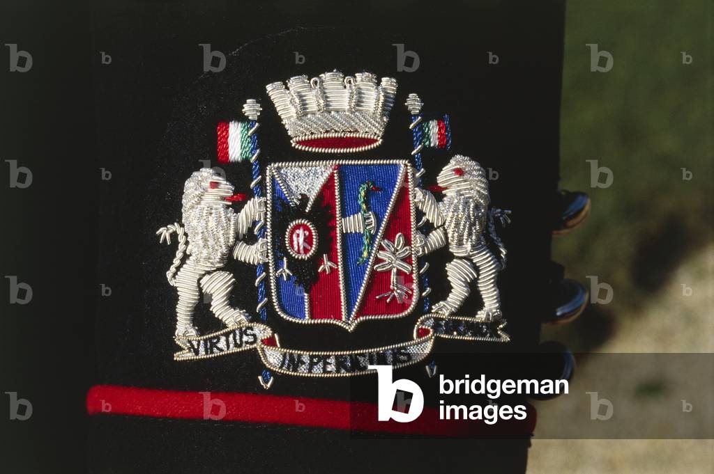 Italy, Corazzieri emblem of the Regiment at cuirassiers gala