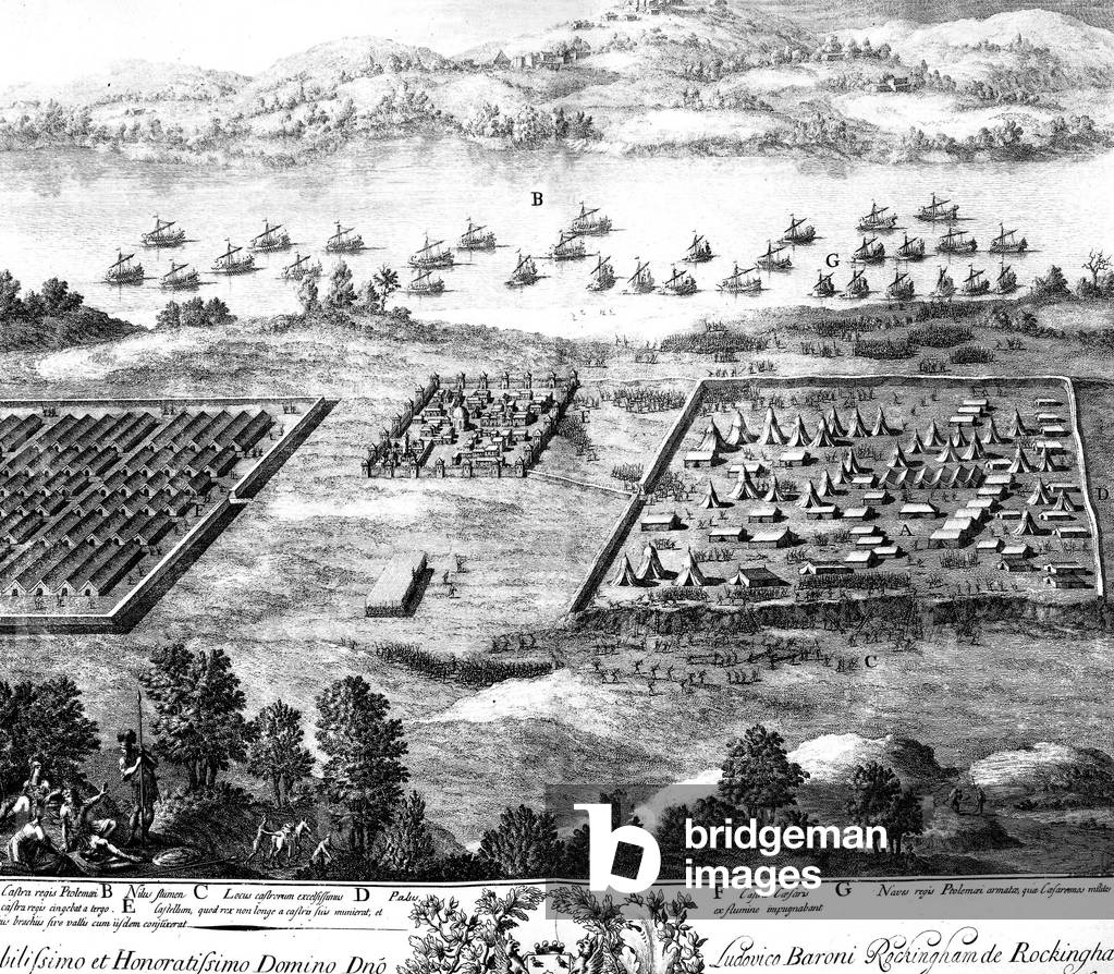 Image of Naval battle of Alexandria opposing the troops of Julius Caesar