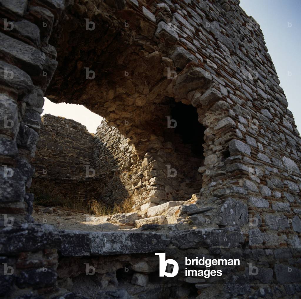 Interior or tower, remains of Byzantine fortress on the acropolis ...