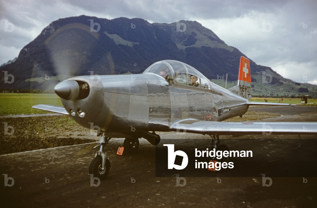 Image of Herbert von Karajan in his airplane at Salzburg airfield ...
